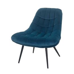 Pharao24.de Lounge Stuhl in Blau Samt Retro Look