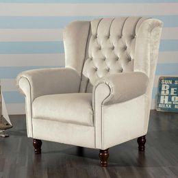 Pharao24.de Wohnzimmersessel Creme im Chesterfield Look 101 cm hoch