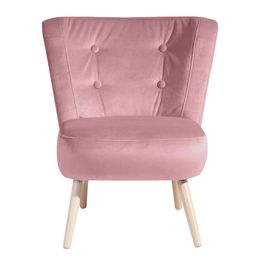 Pharao24.de Cocktailsessel rosa Retrostil aus Samtvelours Buche Massivholz