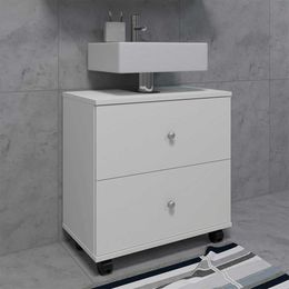Pharao24.de Waschtischunterbau weiss mit zwei Schubladen modernem Design