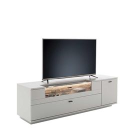 Pharao24.de Unterschrank Fernseher modern in Lichtgrau und Wildeiche Holzoptik 195 cm breit