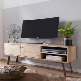 Pharao24.de TV Lowboard aus Mangobaum Massivholz und Eisen 145 cm breit
