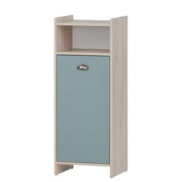 Pharao24.de Badezimmer Schrank modern in Hellblau und Eichefarben 104 cm hoch