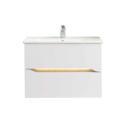 Pharao24.de Waschtischunterschrank Badunterschrank mit LED Beleuchtung und zwei Schubladen