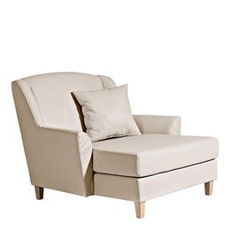 Pharao24.de XL Wohnzimmer Sessel in Beige und Buche Kunstleder Bezug