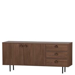 Pharao24.de Retro Sideboard in Walnussfarben dekorative Griffe