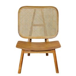 Pharao24.de Sessel aus Rattan und Teak Massivholz 40 cm Sitzhöhe