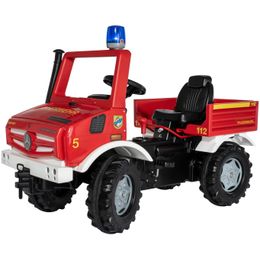 Tretfahrzeug Rolly Toys "rollyUnimog Fire", rot, Tretfahrzeuge, KinderB:118cm H:81cm T:54cm, inkl. rollyFlashlight, B:118cm H:81cm T:54cm