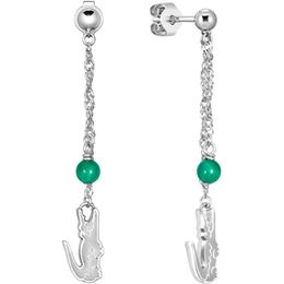 Paar Ohrh&auml;nger Lacoste "DEVA", gr&uuml;n (edelstahlfarben, gr&uuml;n, gr&uuml;n), Ohrringe, Damen, Edelstahl, mit Agate oder Onyx