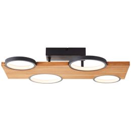 Brilliant LED Deckenleuchte "Cheesy", schwarz (matt schwarz, holz), H: 10cm, 1 Stk., Leuchten, 55 x 35 cm, 3400lm, 3000K, Holz/Metall, natur/schwarz