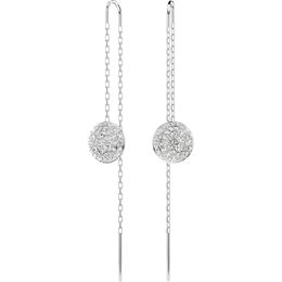 Paar Ohrhänger Swarovski "Sublima Round Drop", silber (metallfarben, kristallweiß, kristallweiß), Ohrringe, Damen, 10mm, Metall, mit Swarovski Kristall