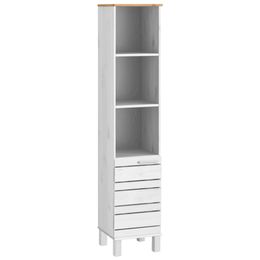 Hochschrank Home Affaire "JOSIE", weiß (weiß, honig), B:30cm H:150cm T:30cm, Massivholz, Schränke, Hochschrank, Breite 30 cm, aus Massivholz, verstellbare Einlegeböden, Metallgriffe
