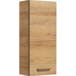 Hängeschrank SAPHIR "Quickset 919 Badschrank 30 cm breit mit 1 Tür und 2 Glas-Einlegeböden", braun (riviera eiche quer nachbildung), B:30cm H:70cm T:20cm, Spanplatte, Schränke, Hängeschrank, Badezimmer-Hängeschrank inkl. Türdämpfer, Griffe in Grau