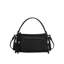 Henkeltasche Calvin Klein "POCKET NYLON BAG W/ STRAP", Damen, Gr. B/H/T: 24cm x 14,5cm x 6,5cm, schwarz, Polyester, Taschen