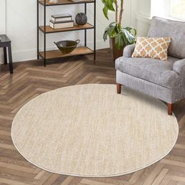 Teppich Carpet City "CLASICO 0052", gelb, H:11mm &Oslash;:200cm, Obermaterial: 100% Polyester, Teppiche, Teppich, Kurzflor, Hochtief-Muster, Boho, Wohnzimmer