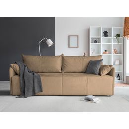 Schlafsofa Collection AB, beige (sand), B:216cm H:84cm T:94cm, 100% Polyester, Sofas, Schlafsofa