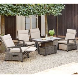 Gartenlounge-Set siena GARDEN "Corido", grau (charcoal grau, matt anthrazit,), B:87cm H:103cm T:73cm, Aluminium, Polypropylen, Sitzmöbel-Sets, bestehend aus 4 Sesseln und 4 Auflagen