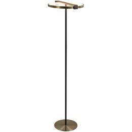 Searchlight Stehlampe "Aerial LED Floor Lamp, Gold and Black Metal", schwarz (satin, messing und schwarz), 1, H: 128,5cm, 1 Stk., Leuchten