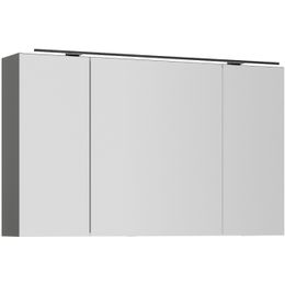 Spiegelschrank Nobilia "Prina", grau (schiefergrau), B:120cm H:72cm T:21cm, Schr&auml;nke, Spiegelschrank, in Breiten 60, 80, 100 und 120 cm, innenliegende Steckdose