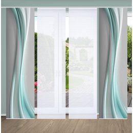 Schiebegardine HOME IN GREEN "ELANIA" Gr. 1, gr&uuml;n (mint), B:60cm H:245cm, Polyester, Gardinen, SET DIGITALDRUCK,BAMBUSOPTIK RECYCELT
