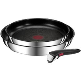 Pfannen-Set Tefal "Ingenio Preference, Pfannenset abnehmbarer Griff, Antihaftversiegelung", schwarz (edelstahl, schwarz), Ø:28cm, Pfannen, stapelbar, platzsparend, einfache Reinigung, Induktion, L97394
