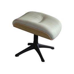 Fu&szlig;hocker FLEXLUX "Clement Beinst&uuml;tze, Hervorragender Komfort, Robuster schwarzer Fu&szlig;", wei&szlig; (warm wei&szlig;), B:44cm H:39cm T:35cm, 100% Echteder, Hocker, Fu&szlig;hocker, Beinauflage zur Entspannung, pflegeleicht, Rahmen in Holzoptik