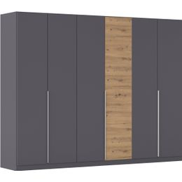 Dreht&uuml;renschrank Rauch "Bellezza", grau (graumetallic, eiche artisan), B:271cm H:210cm T:54cm, Holzwerkstoff, Schr&auml;nke, Kleiderschrank Dreht&uuml;renschrank, inkl. Schubkasteneinsatz, W&auml;scheeinteilung und weiterem Zubeh&ouml;r