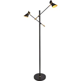 Searchlight Stehlampe "Diablo 2Lt LED Adjustable Floor Lamp - Black Metal & Gold", schwarz (matt schwarz und metallisch, gold), 2, H: 160cm, 1 Stk., Leuchten