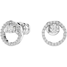 Paar Ohrstecker Swarovski "Constella Pavé", silber (metallfarben, kristallweiß, kristallweiß), Ohrringe, Damen, 10,2mm, Metall, mit Swarovski Zirkonia (synth.)