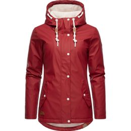 Regenjacke Ragwear "Marge", Damen, Gr. XL (42), rot (cherryrot), Obermaterial: 100% Polyester, Futter: 100% Polyester, Wattierung: 100% Polyester, tailliert Po-bedeckend, hoch geschlossener Ausschnitt, Ärmel ohne Ärmelschlitz normaler Saum, Jacken, warm gefütterter Damen Winter Regenmantel