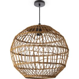 Paco Home Pendelleuchte "MAITE", braun, Ø 40cm H: 39cm, Leuchten, Rattan Hängeleuchte Korblampe Rund E27 Boho Stil Modern Wohnzimmer