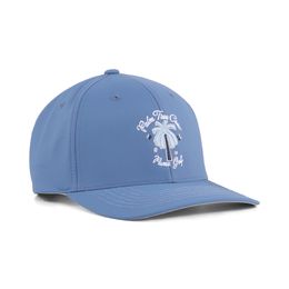 Flex Cap Puma "Puma x PALM TREE CREW Golf-Cap Herren", Herren, Gr. onesize, blau (schwarz indigo blau), Obermaterial: 92% Polyester, 8% Elasthan; Futter: 87% Polyester, 13% Baumwolle; Unter Schirm: 100% Polyester, unifarben, Caps
