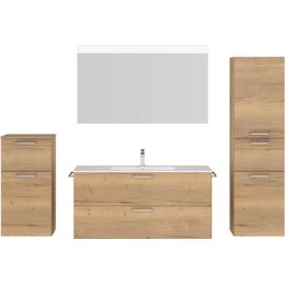 Badm&ouml;bel-Set Nobilia "Tolvina", braun (eiche sierra nachbildung), B:230cm H:169cm T:48,7cm, Kastenm&ouml;bel-Sets, Badm&ouml;bel-Set, inkl. Spiegel mit Touch-Sensor, in vier Breiten
