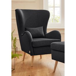 Sessel Home Affaire "Sallito, Ohrensessel, TV-Sessel", schwarz, B:76cm H:109cm T:85cm, Struktur Hahnentritt (67% Polypropylen, 33% Polyester);Samtoptik (100% Polyester);Fellimitat (100% Polyester);Samtcord (92% Polyester, 8% Polyamid);Struktur (100% Polyester);Struktur fein (100% Polyester), Sessel, Sessel, f&uuml;r Wohnzimmer, auch in Samtcord