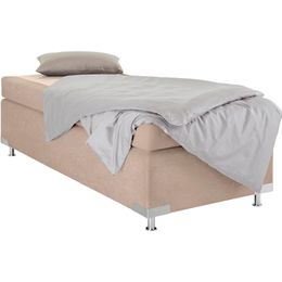 Boxspringbett "Holland", beige (sand), B:92cm L:201cm, Microvelours (100% Polyester), Westfalia Schlafkomfort, Komplettbetten, Boxspringbett, ohne Kopfteil, frei im Raum stellbar
