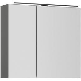 Spiegelschrank Nobilia "Prina", grau (schiefergrau), B:80cm H:72cm T:21cm, Schr&auml;nke, Spiegelschrank, in Breiten 60, 80, 100 und 120 cm, innenliegende Steckdose