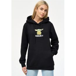 Kapuzensweatshirt Recovered "Star Wars The Mandalorian Baby Yoda", Damen, Gr. L, schwarz, 100% Baumwolle, bedruckt, normal, Rundhals, Sweatshirts, im zeitlosen Design