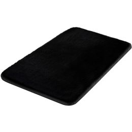 Badematte Kleine Wolke "Cony", schwarz, H:25mm, Polyester, Badematten, Badematte, Badteppich, Fell-Optik, Uni Farben, besonders weich & kuschelig