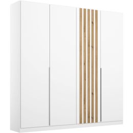 Drehtürenschrank Rauch "Kleiderschrank Schrank Garderobe Wäscheschrank Schlafzimmer LAMELLA", weiß (alpinweiß, eiche artisan), B:181cm H:210cm T:54cm, Holzwerkstoff, Schränke, elegante Lamellen-Auflage in 3D Akustikpaneel Optik MADE IN GERMANY