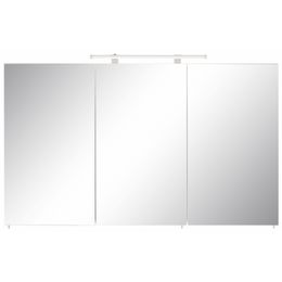 Spiegelschrank Schildmeyer "Dorina, mit h&ouml;henverstellbaren Glasb&ouml;den made in Germany", wei&szlig; (wei&szlig; glanz), B:120cm H:71cm T:16cm, FSC-zertifizierter Holzwerkstoff, Schr&auml;nke, Spiegelschrank, Breite 70 cm, 3-t&uuml;rig, LED-Beleuchtung, Schalter-/Steckdosenbox