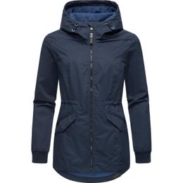 Outdoorjacke Ragwear "Dowey A", Damen, Gr. M (38), blau (navy), Au&szlig;enmaterial: 100% Polyester; Innenfutter: 100% Polyester, tailliert h&uuml;ftbedeckend, hoch geschlossener Ausschnitt, &Auml;rmel ohne &Auml;rmelschlitz elastischer Bund mit innenliegendem Gummizug, Jacken Outdoorjacke, Wasser- und winddichte Damen Jacke mit Taillenzugband