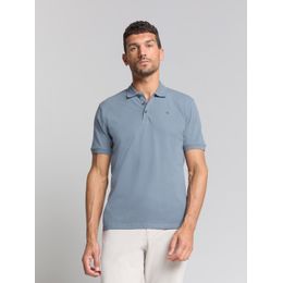 T-Shirt NO EXCESS "NO EXCESS Piqué Poloshirt", Herren, Gr. M, blau (rauchblau), 95% Baumwolle, 5% Elasthan, Shirts T-Shirt