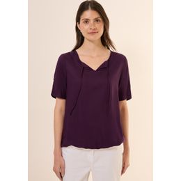 Kurzarmbluse Cecil, Damen, Gr. XXL (46), lila (deep berry), Stoff, 100% Viskose, unifarben, klassisch normal, Rundhals, Bündchen, Blusen, mit Elastiksaum