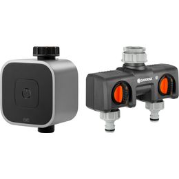 eve Bew&auml;sserungscomputer "Aqua (HomeKit) + Schlauchverbinder 2-Wege-Verteiler", grau, B:77mm H:128mm, Bew&auml;sserungscomputer