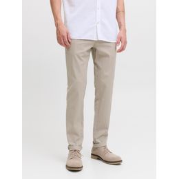 Jack & Jones Chinos JACK & JONES "JPSTMARCO JJFURY ANA", Herren, Gr. 32, Länge 30, beige (atmosphere), Web, Obermaterial: 98% Baumwolle, 2% Elasthan, unifarben, slim fit normal, Hosen