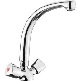 Sp&uuml;ltischarmatur CORNAT "Zweigriffarmatur "Lisa", HD, Messing, verchromt", grau (chrom), B:19cm H:23cm, Messing, Armaturen, hoher & schwenkbarer Auslauf