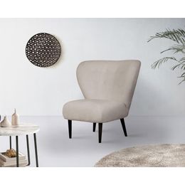 Sessel "Dinah", grau (silbergrau), B:84cm H:92cm T:83cm, 100% Polyester, LeGer Home by Lena Gercke, Sessel, Sessel Sessel mit Hocker Einzelsessel Ohrensessel mit Hocker Ohrensessel, Knopfheftung im R&uuml;cken, wahlweise mit oder ohne Hocker