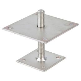 Pfostentr&auml;ger Alberts, silber (silberfarben), B:15cm, Stahl, Bodenanker, h&ouml;henverstellbar 30-150 mm, 150x150 mm