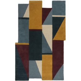 Wollteppich FLAIR RUGS "Shuffle Shaped", bunt, B:120cm H:10mm L:180cm, Wolle, Teppiche, Shuffle-f&ouml;rmiger Wollteppich