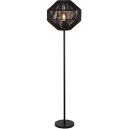 Searchlight Stehlampe "Wicker Floor Lamp - Matt Black Metal & Black Rope Shade", schwarz (matt schwarz), 1, Ø 41cm H: 132cm, 1 Stk., Leuchten, Naturmaterial